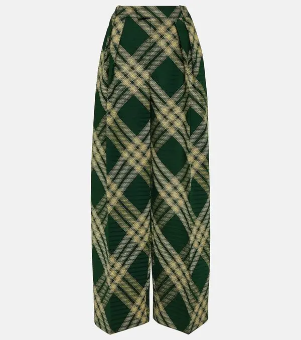 Burberry Checked Wool Twill Wide-leg Pants