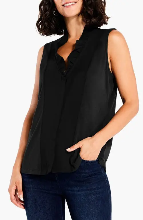 NIC+ZOE Ruffled Sleeveless Top - Black Onyx
