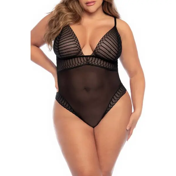 MAPALE Sheer Lace And Mesh Teddy