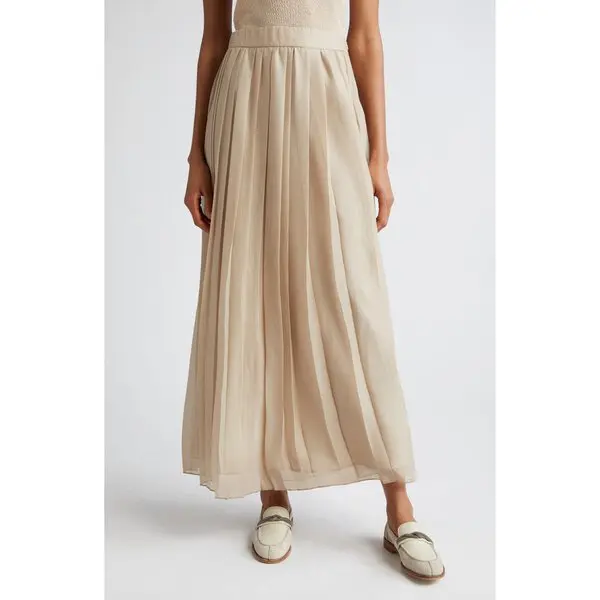 Eleventy Pleated Maxi Skirt - Sand