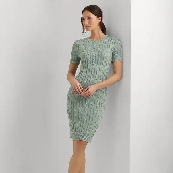 white dress knit Twilight Moments Long Sleeve Knit Dress Cream main image 1