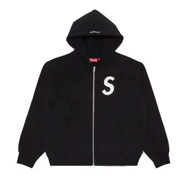 Supreme S Logo Zip Up Hooded Sweatshirt - Black | Editorialist