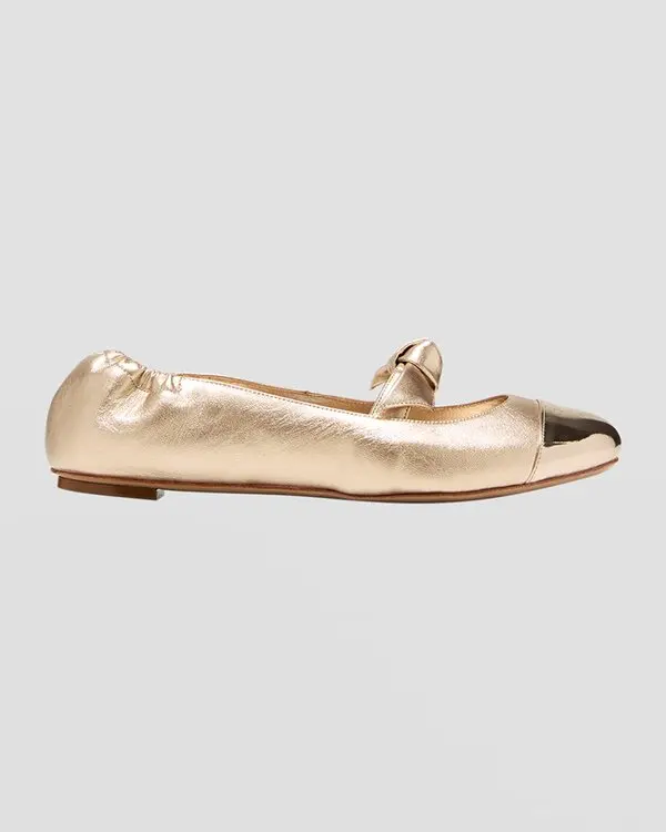 ALEXANDRE BIRMAN Clarita Metallic Ballerina Flats - Gold