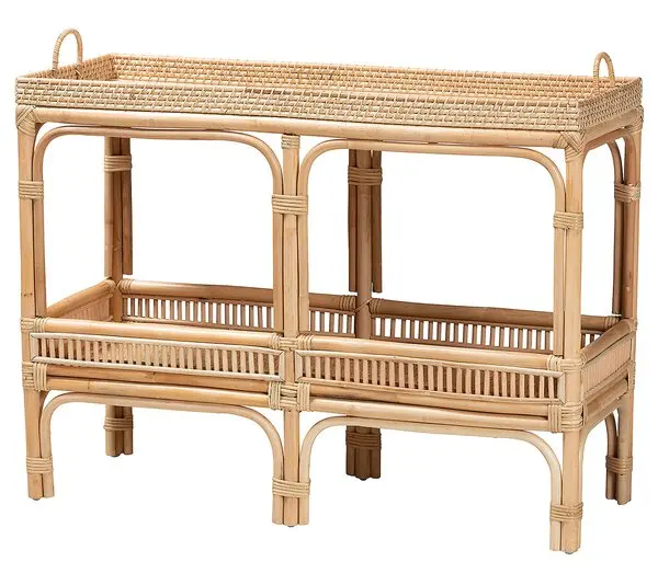 BAXTON STUDIO Lombok Natural Brown Rattan Conso Le Table