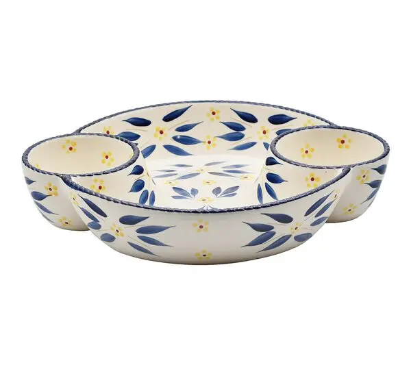 TEMP-TATIONS Old World 12' Divided Platter With Dip Bowls