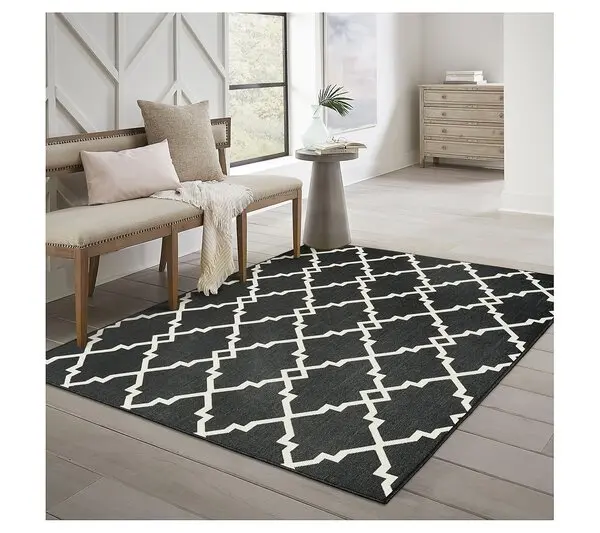 VERANDA LIVING In/out Black Geometric Lattice 7 '10'x10'10' Ru
