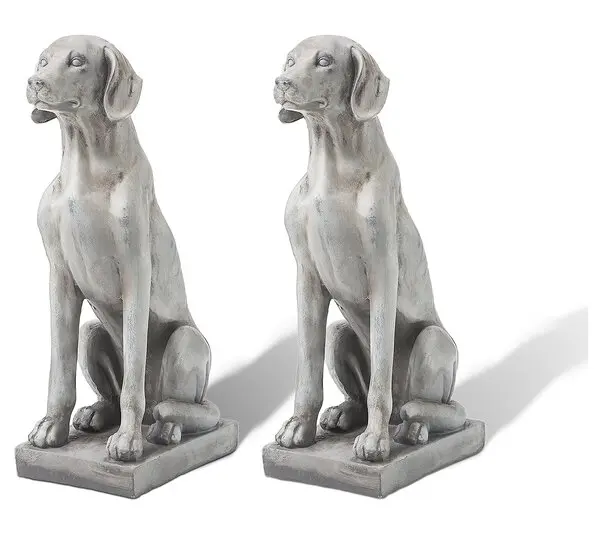 GLITZHOME 28' Sitting Labrador Retriever Garden Statues S/2