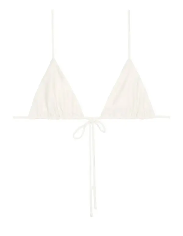 Mikoh Oska Thin String Triangle Bikini Top In Ecru - White | Editorialist