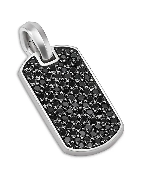 David Yurman Chevron Tag With Black Diamonds, 21mm