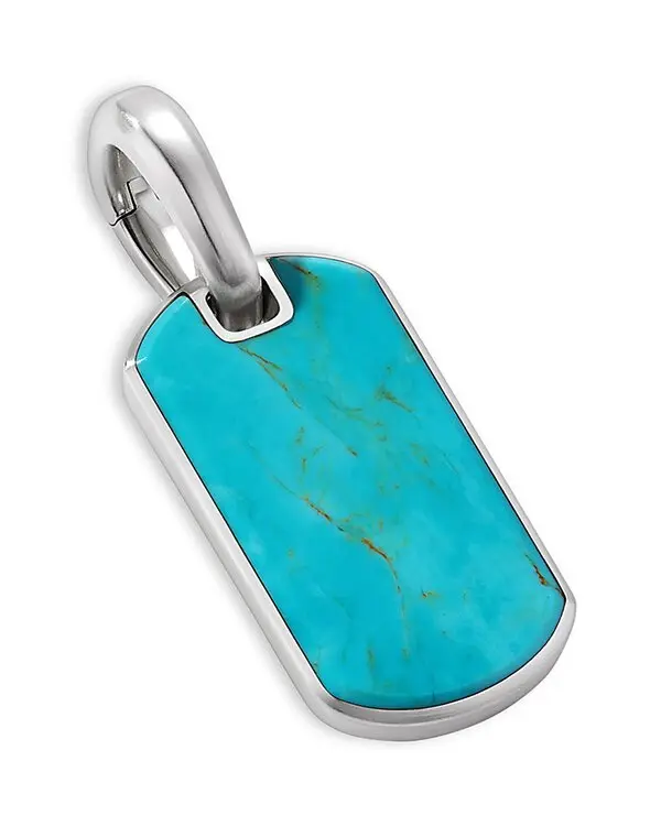 David Yurman Chevron Tag With American Turquoise, 21mm - Turquoise/silver