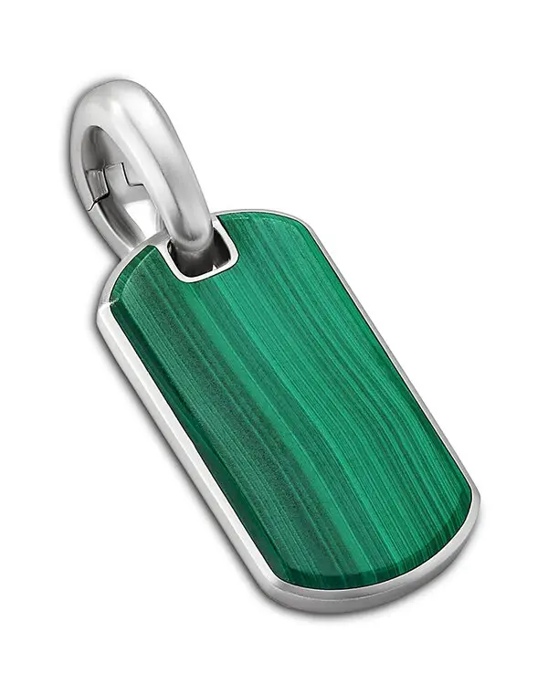 David Yurman Chevron Tag In Sterling Silver, 21mm - Green/silver
