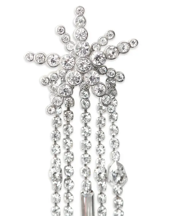 Maje Rhinestone Shooting Star Asymmetrical Drop Earrings - Silver