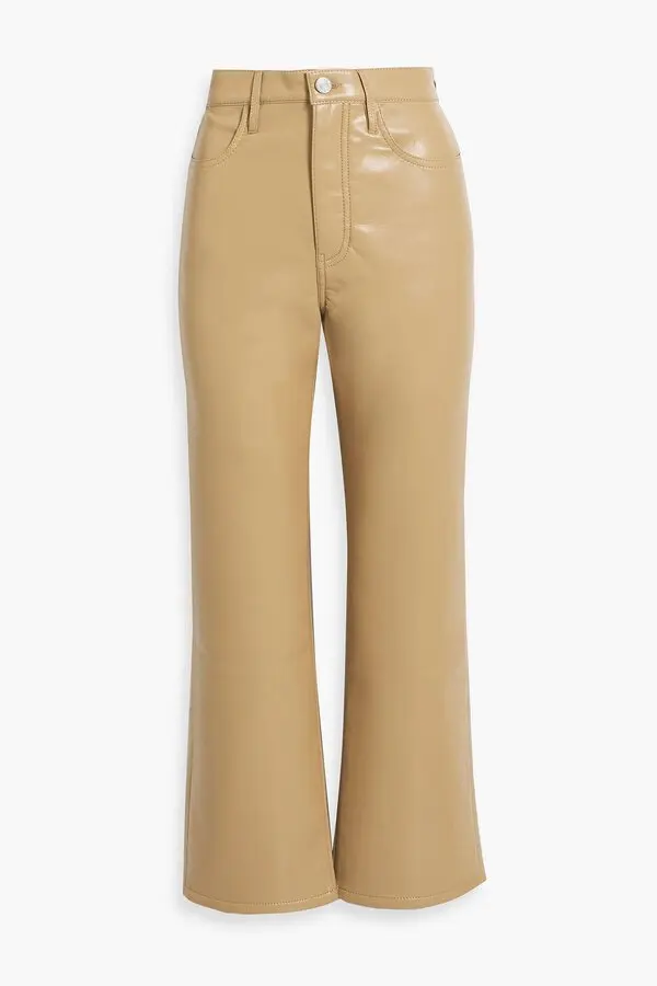 FRAME Le Jane Crop Stretch-leather Pants - Beige