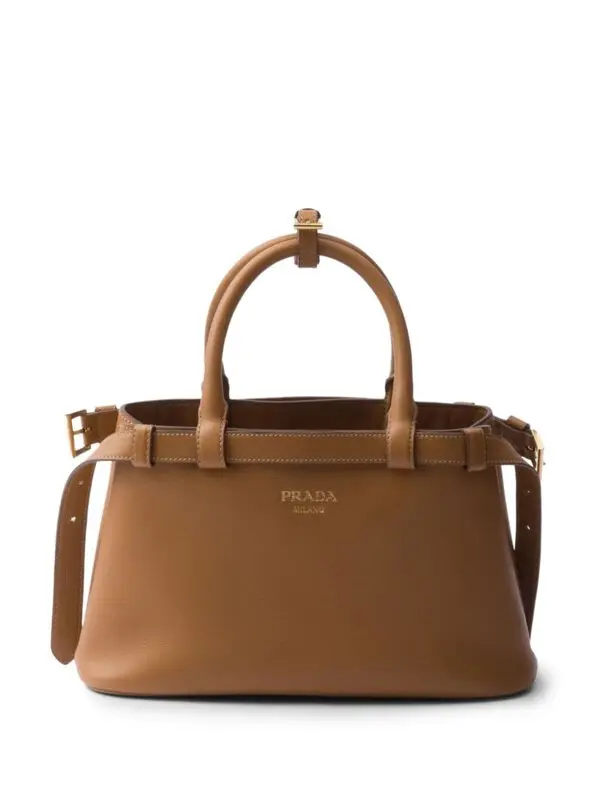 Prada Small Buckle Tote - Brown