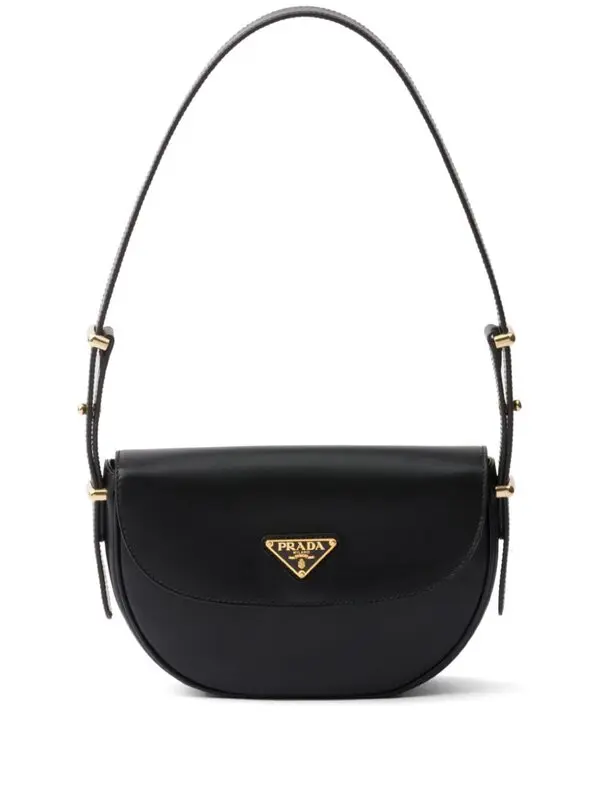 Prada Arqué Leather Shoulder Bag - Black