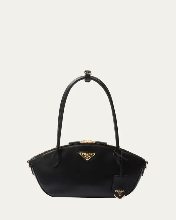 Prada City Zip Leather Shoulder Bag - Nero