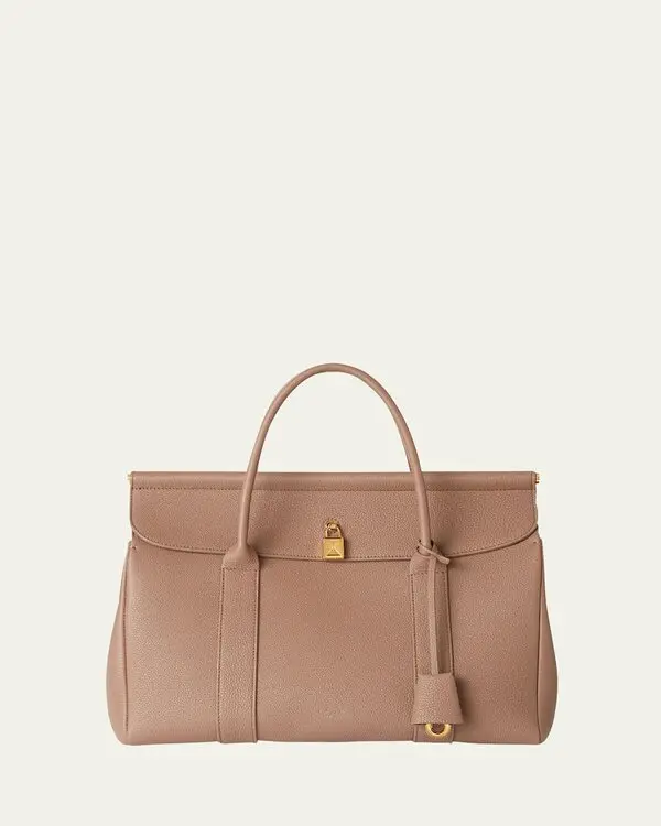Loro Piana Loom 32 Grained Leather Top-handle Bag - D0q9 Fossil Sun Gold