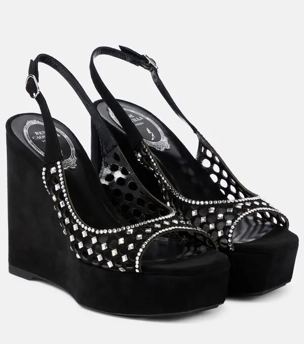 Rene Caovilla Embellished Suede Platform Sandals