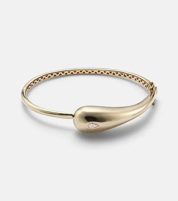 Mateo Water Droplet Bangle With Diamond - Gold