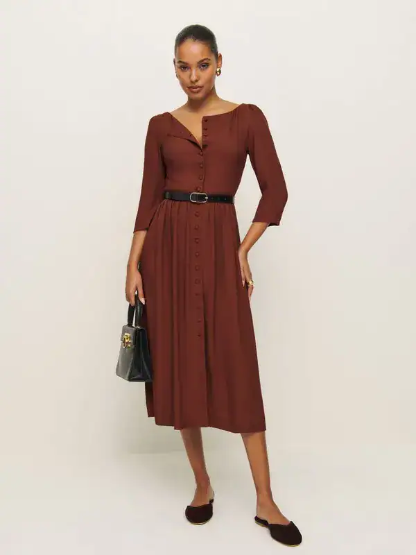 Reformation Adair Midi Dress Fig Jam Editorialist
