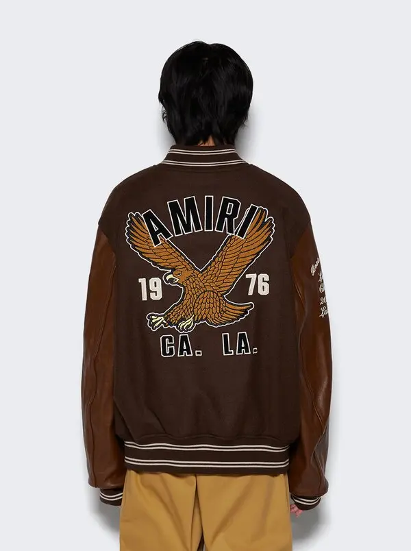 Amiri Oversized Eagle Varsity Jacket - Brown | Editorialist