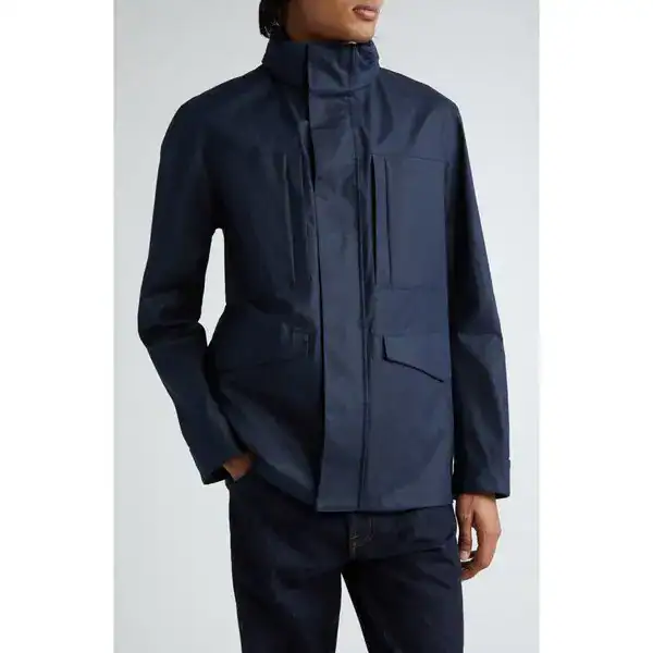 Herno Laminar Waterproof Linen Field Jacket - 9201 Navy | Editorialist