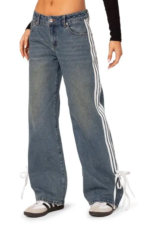 EDIKTED Mattie Side Stripe Wide Leg Jeans