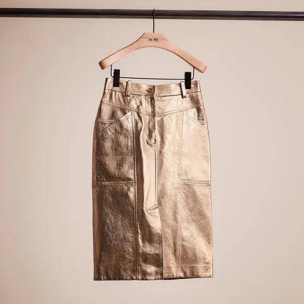 Coach Restored Metallic Leather Midi Skirt