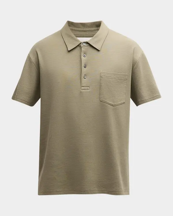 FRAME Duo Fold Ribbed Polo - White Canvas