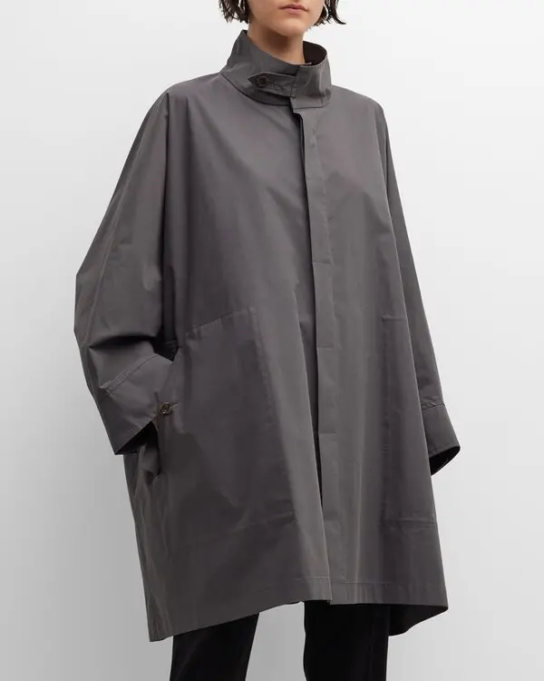 Buy Eskandar Extra-wide Raincoat With Sloped Shoulders - Grey At 71% ...
