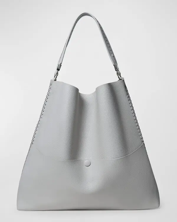 Callista Grained Leather Tote Bag - Stone