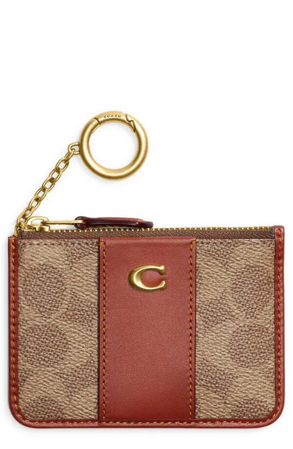 Coach Signature Coated Canvas & Leather Card Case - B4/tan Rust ...