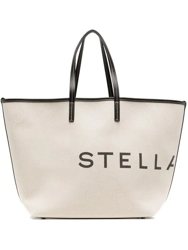 Stella McCartney Logo Canvas Tote Bag - Beige