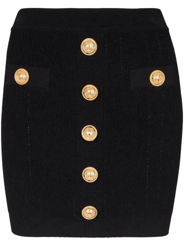 Balmain High-waist Buttoned Mini Skirt