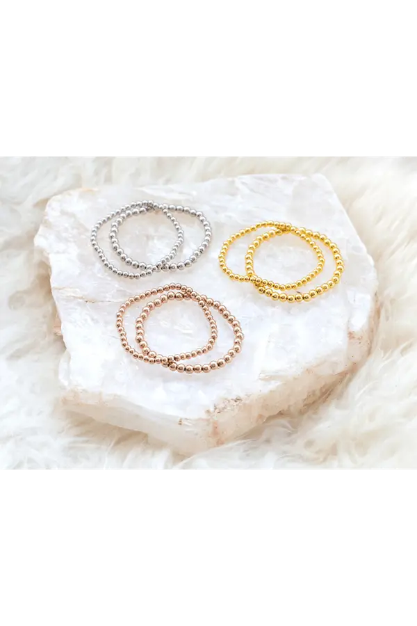 GOLDENERRE Shiny Beaded Bracelet - Silver