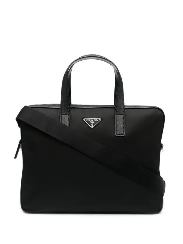 Prada Re-nylon And Saffiano Leather Briefcase - Black