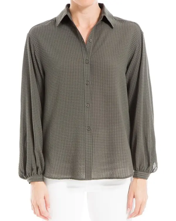Buy Max Studio Button Front Texture Blouse - Green At 59% Off ...