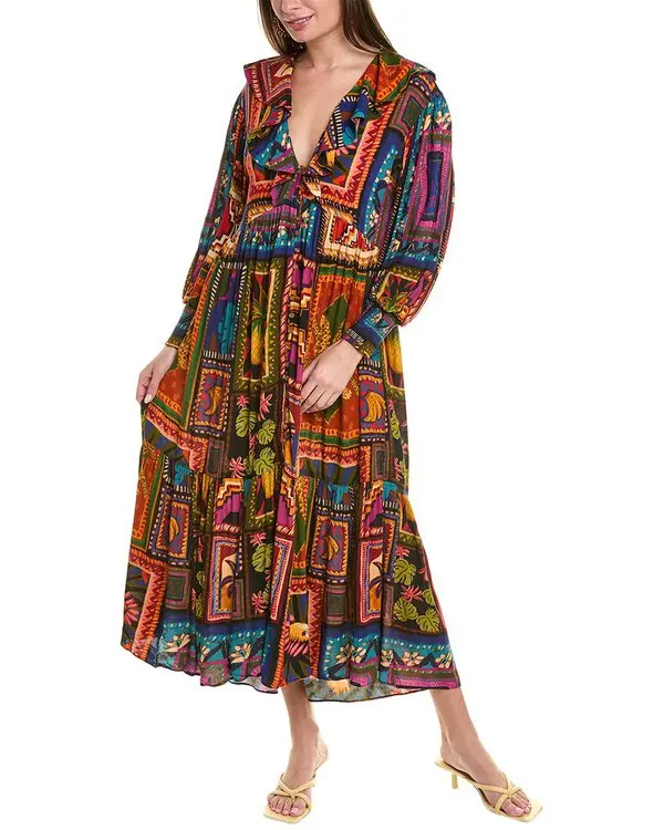 Buy Farm Rio Patchwork Tapestry Ankle Dress - Blue At 63% Off ...