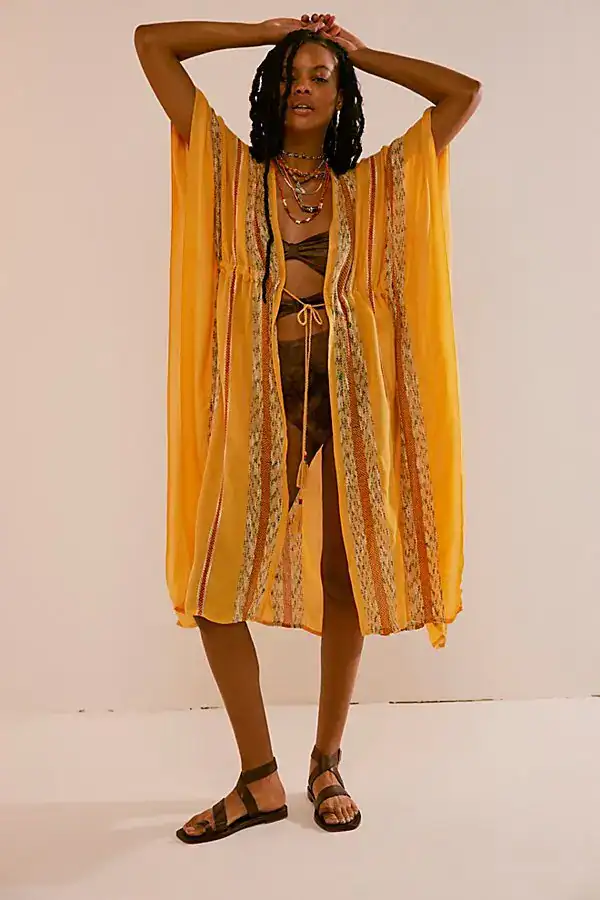 Free People Emerald Coast Kimono In Golden Rod - 21% Off | Editorialist