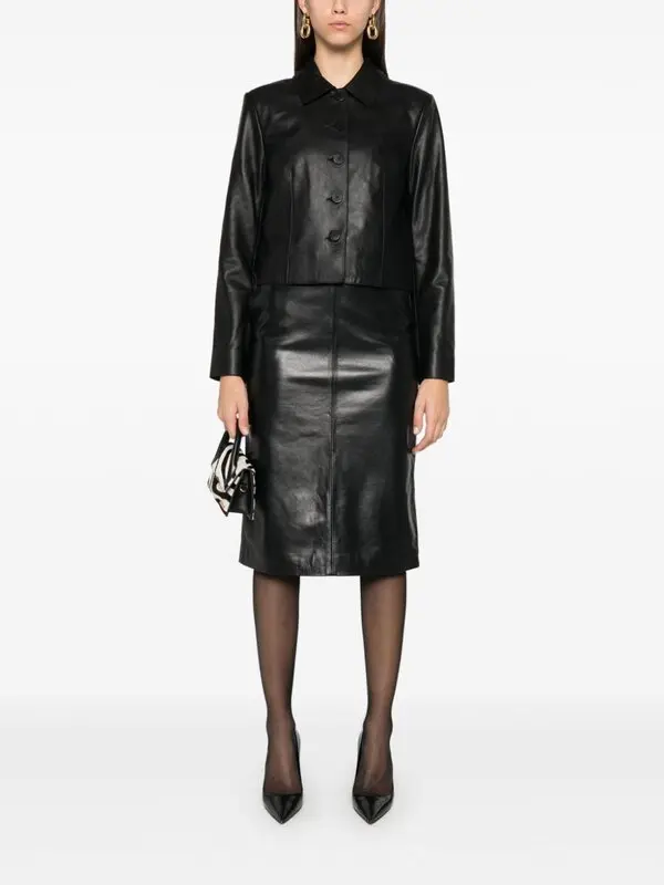 MANOKHI Leather Midi Skirt