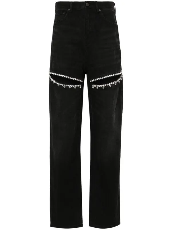 AREA Crystal Slit Tapered Leg - Black