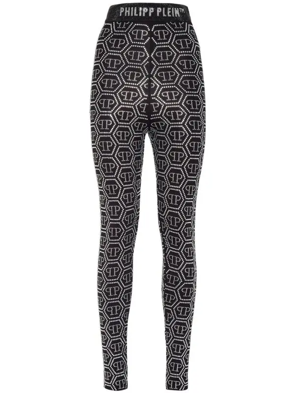 Philipp Plein Monogram-embellished High-waist Leggings