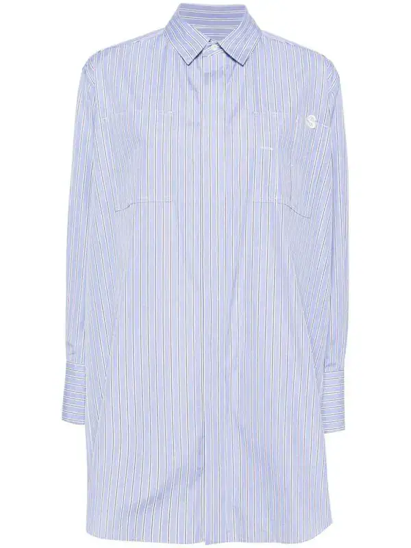Buy Sacai X Thomas Mason Striped Cotton Shirt - Blue At 45% Off
