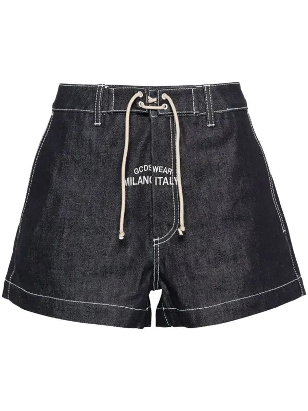 Gcds Embroidered Logo Denim Shorts