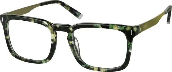 Zenni Classic Square Full Rim Frame Glasses - Green Tortoiseshell