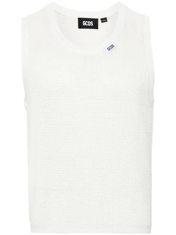 Gcds Waffle-knit Sleeveless Jumper - Neutrals