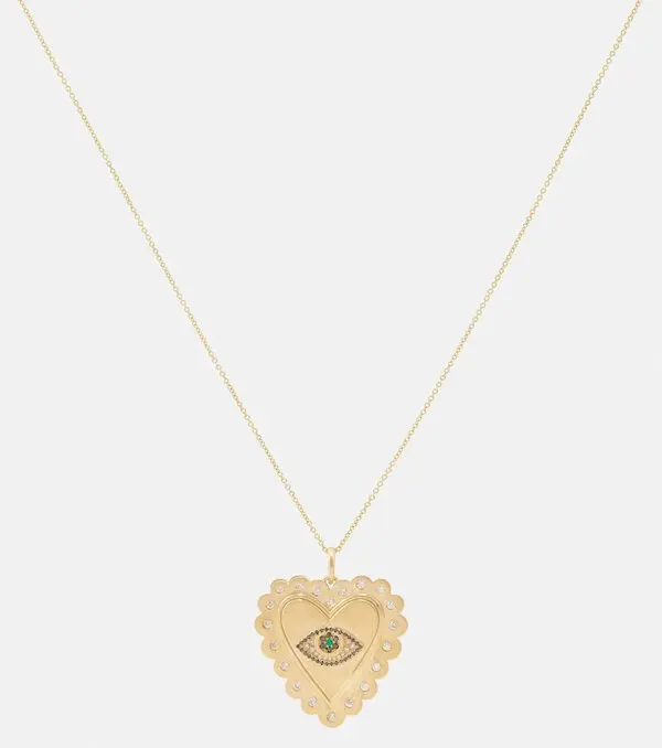Ileana Makri 18kt Gold Necklace With Diamonds And Tsavorites
