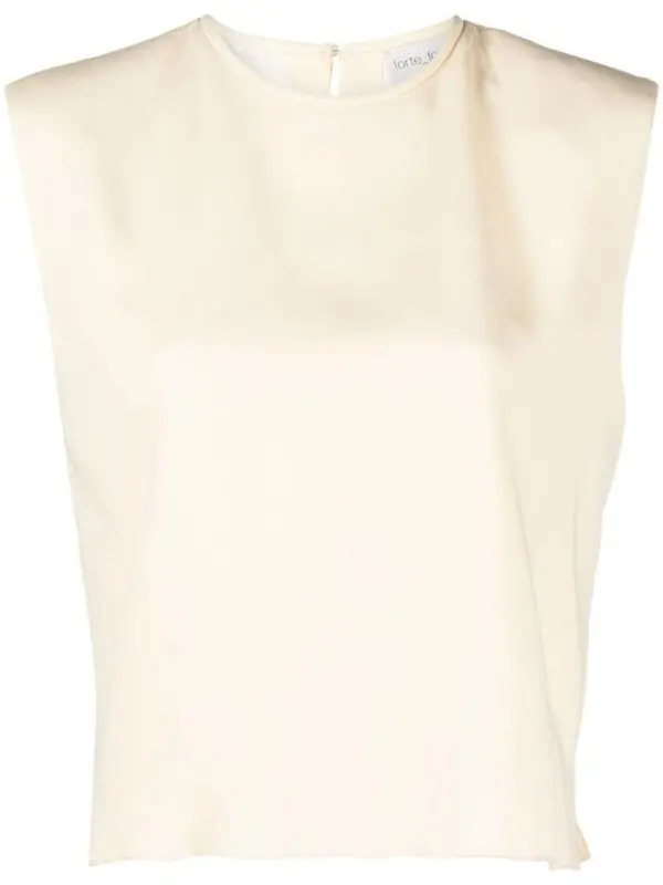 Buy FORTE_FORTE Stretch Crepe Cady Boxy Top - Beige At 33% Off ...