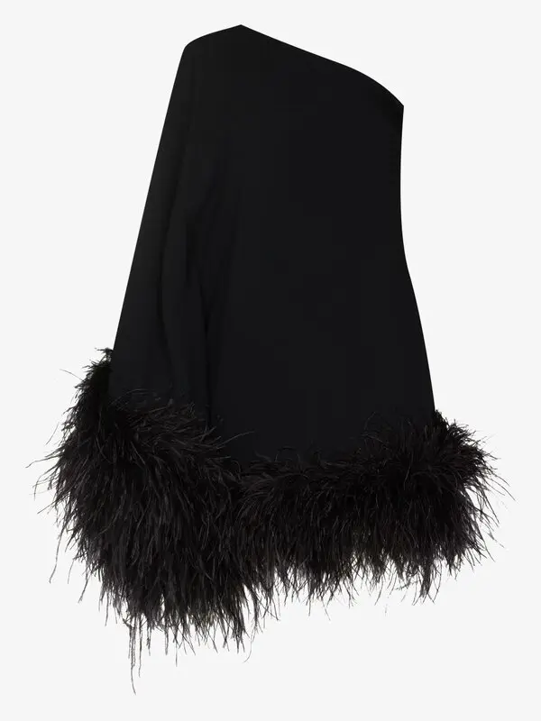 TALLER MARMO Piccolo Ubud Feather-trim Mini Dress - Black