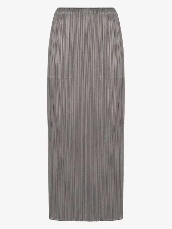 Issey Miyake Basics Plissé Midi Skirt - Grey